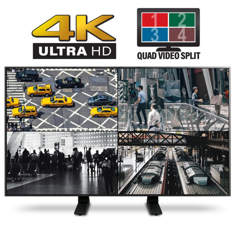 55" 4K Security CCTV Monitor with Quad Video Splitter